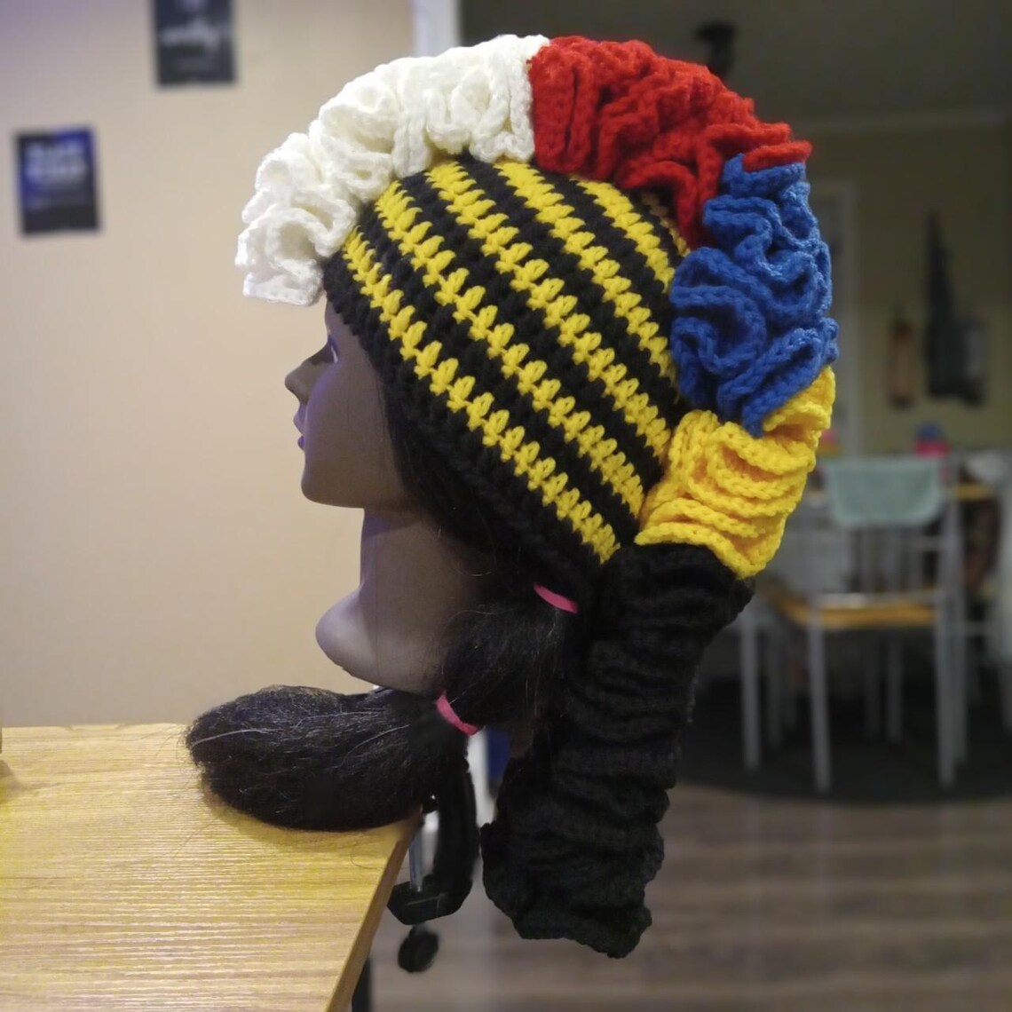 Handmade Crochet Mohawk Hat, Crochet Ruffle Hat, Winter Hats, Autumn ...