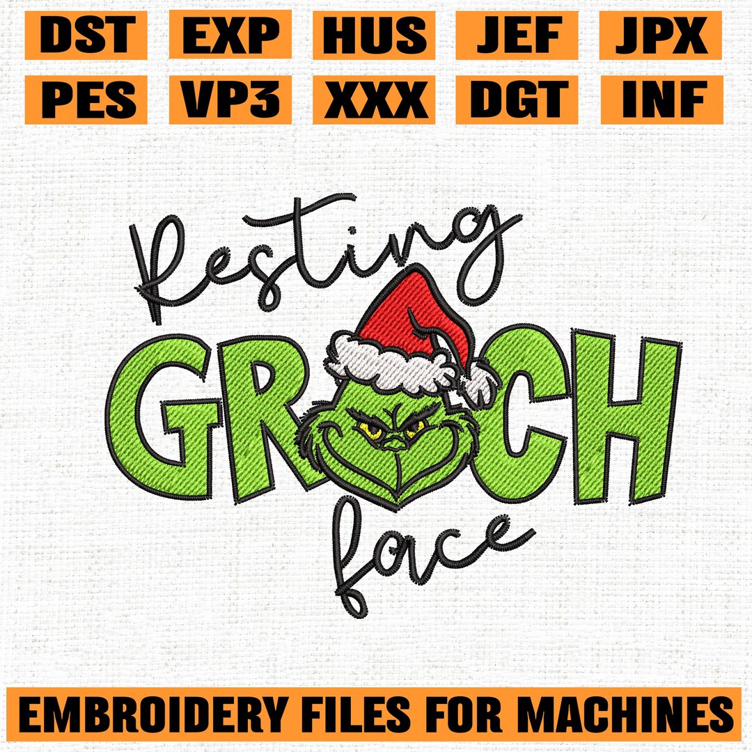 Resting Grinch Face Embroidery,christmas Embroidery Designs,grinch ...