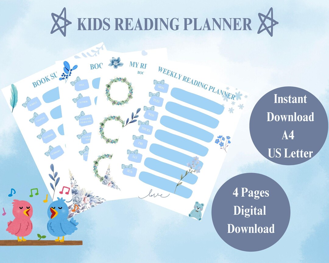 Kids Reading Planner-weekly Reading Tracker-reading Challenge-reading ...