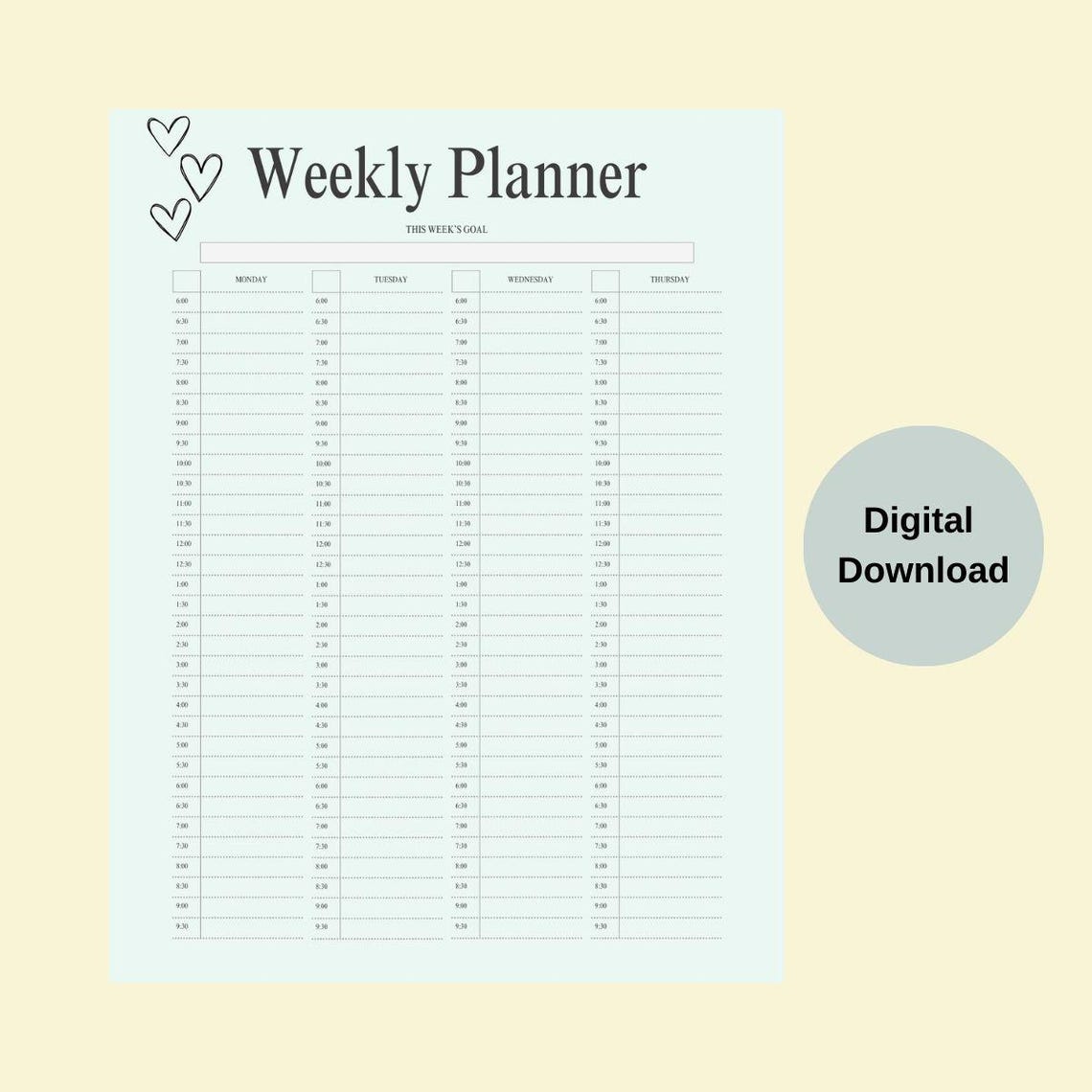 Weekly Planner Printable Landscape Minimalist Weekly Schedule Weekly ...