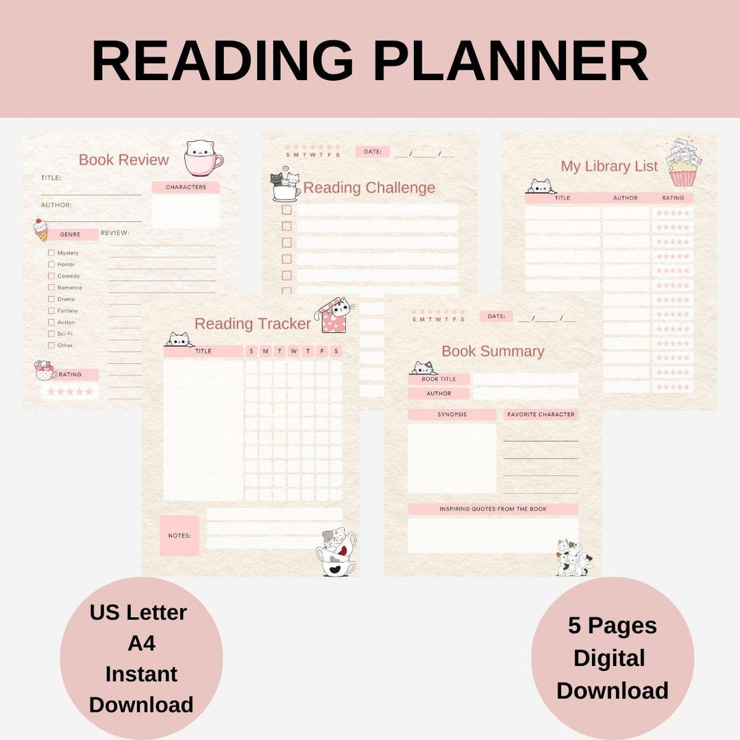 Reading Planner-weekly Reading Tracker-reading Challenge-reading Chart ...