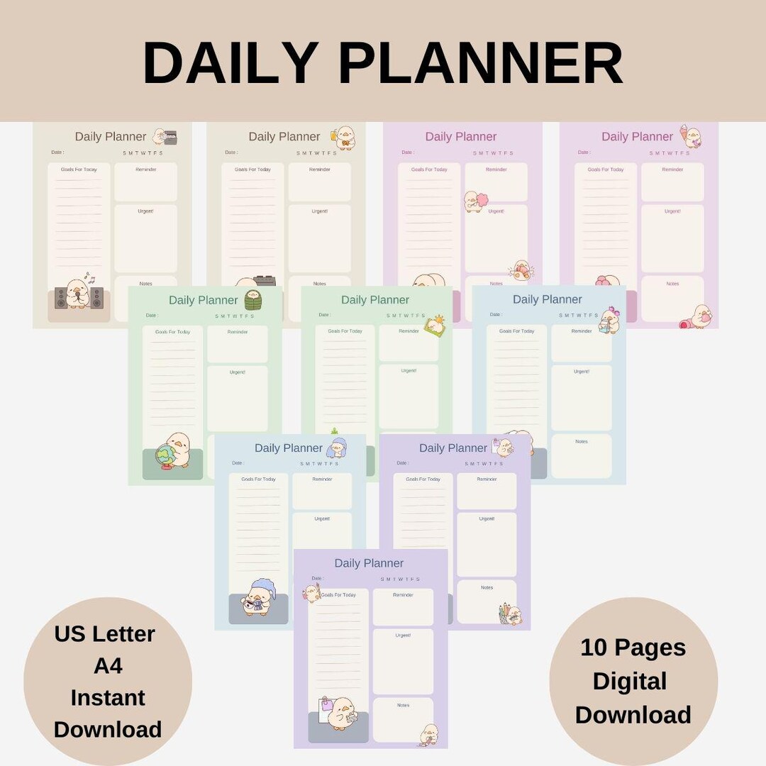 Daily Planner-printable Landscape Minimalist Daily Schedule Daily ...