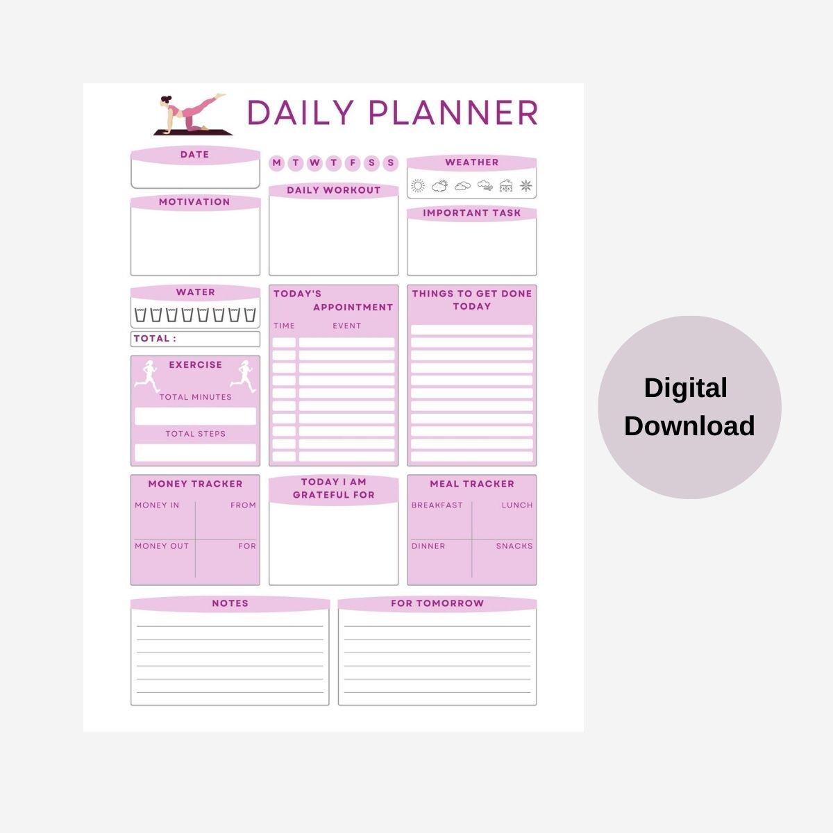 Daily Planner-printable Landscape Minimalist Daily Schedule Daily ...