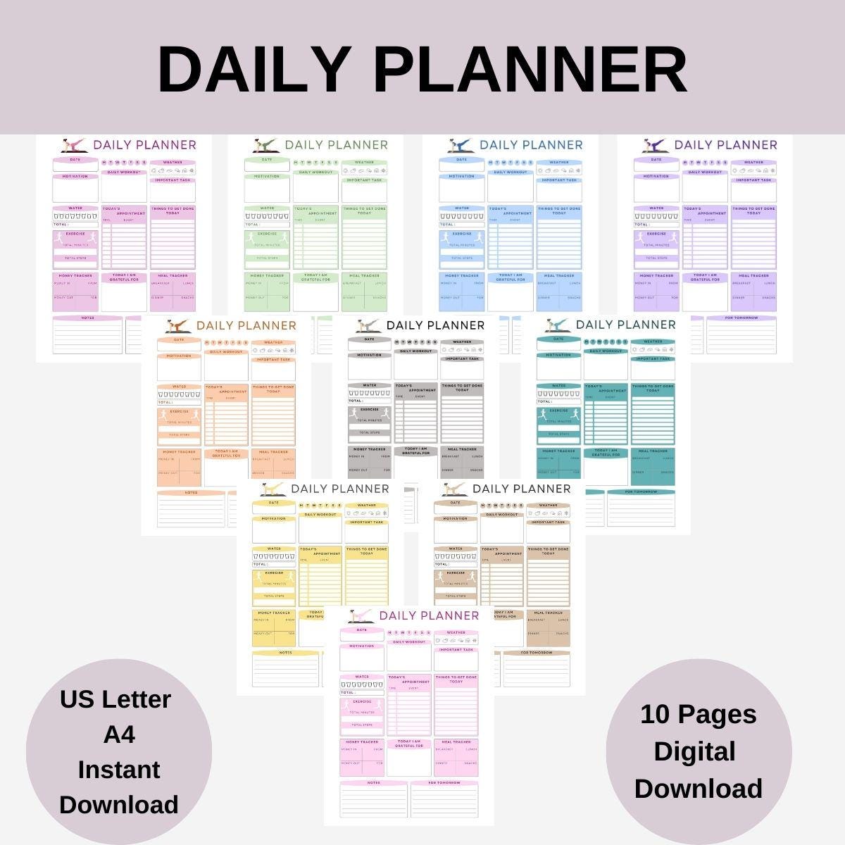 Daily Planner-printable Landscape Minimalist Daily Schedule Daily ...