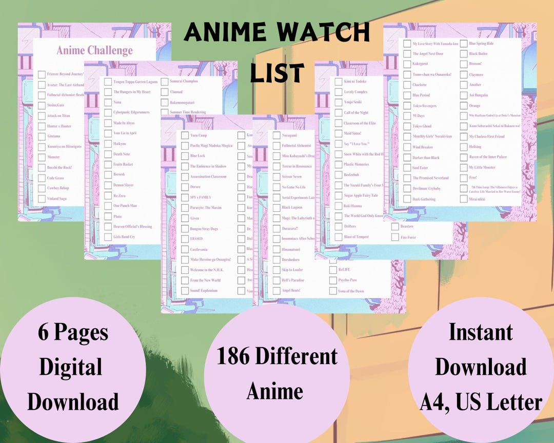Anime anime Watchlist 186 Different Anime anime Checklist anime Tracker ...