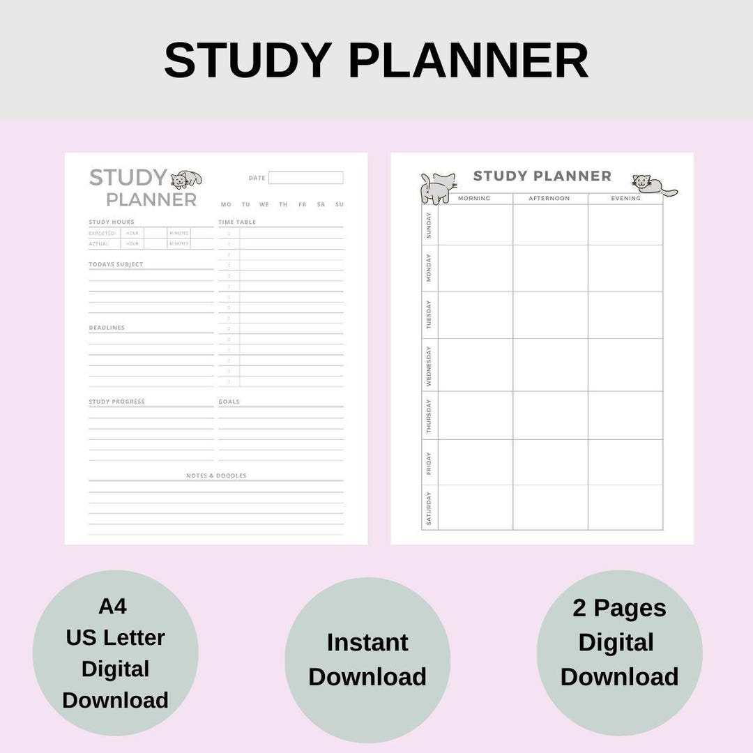 Weekly Study Planner -study Planner Printable Templates-academic ...