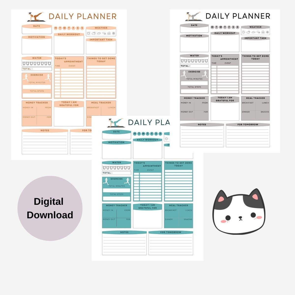 Daily Planner-printable Landscape Minimalist Daily Schedule Daily ...