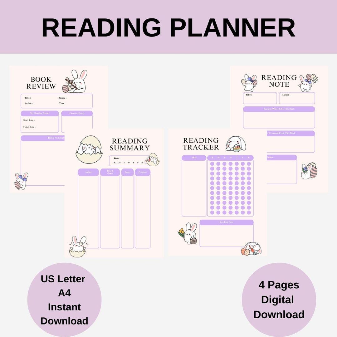 Reading Planner-weekly Reading Tracker-reading Challenge-reading Chart ...