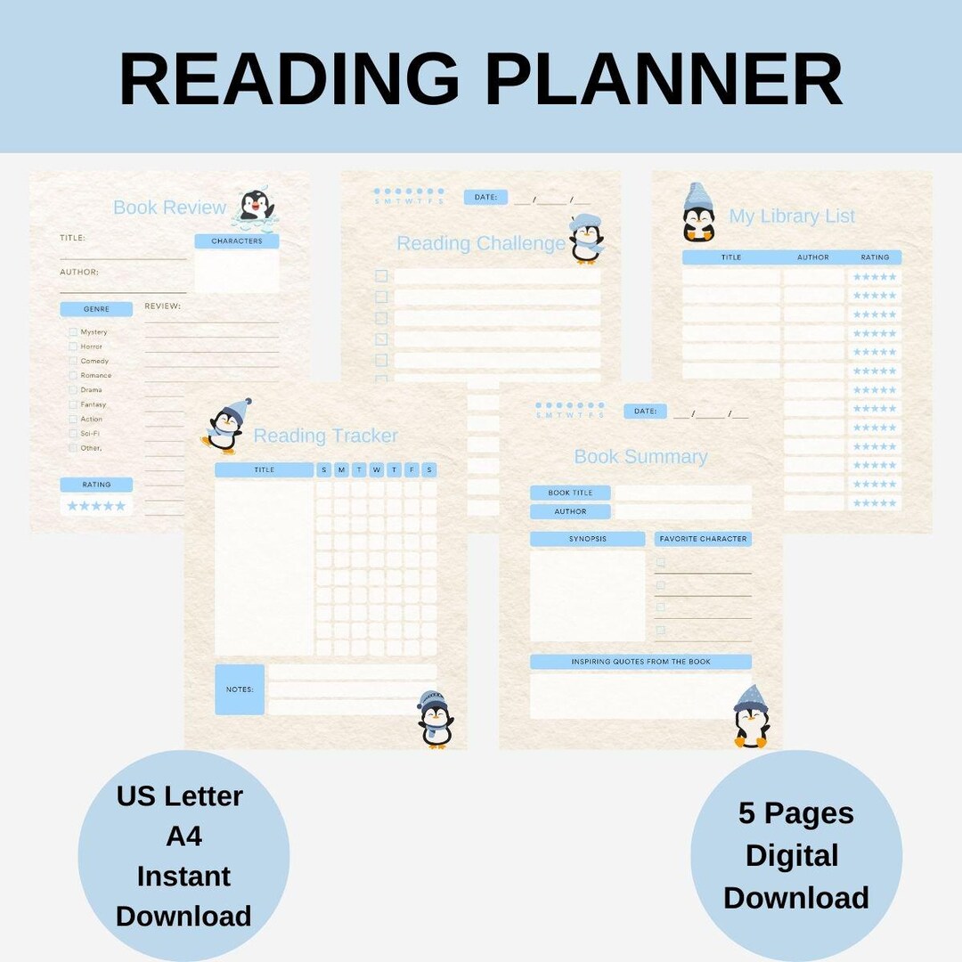 Reading Planner-weekly Reading Tracker-reading Challenge-reading Chart ...