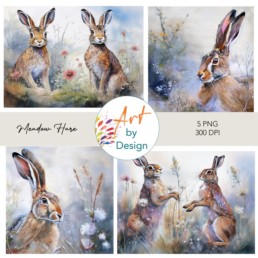 Hare Clipart | 5 High Quality PNG | Digital Download | Wild Hare ...