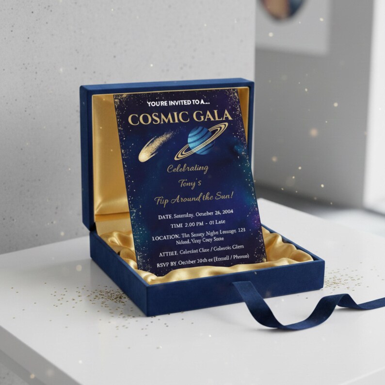 Cosmic Birthday Invitation Canva, Space Party Invite, Galaxy Gala ...