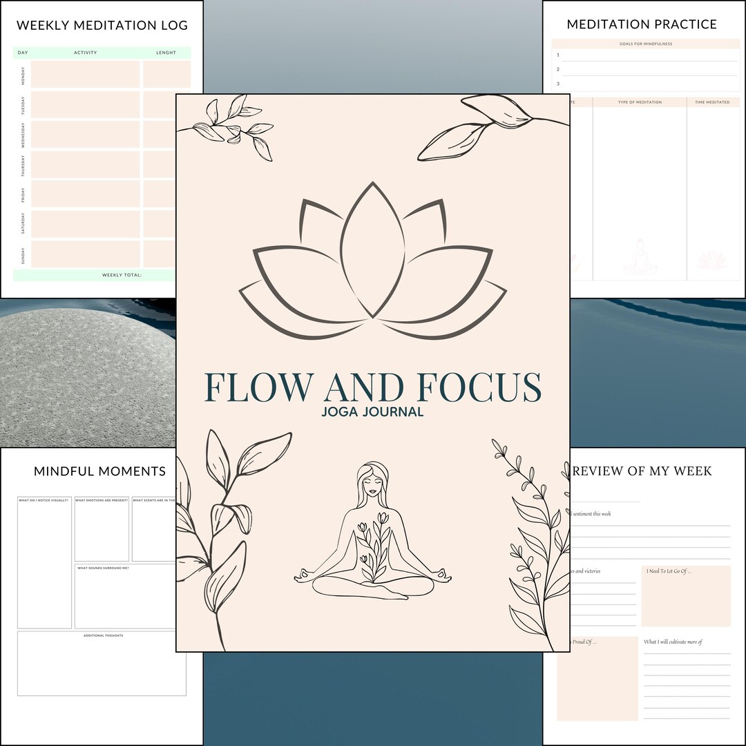Printable Yoga Planner: Pose Tracker & Mindfulness Journal (PDF ...