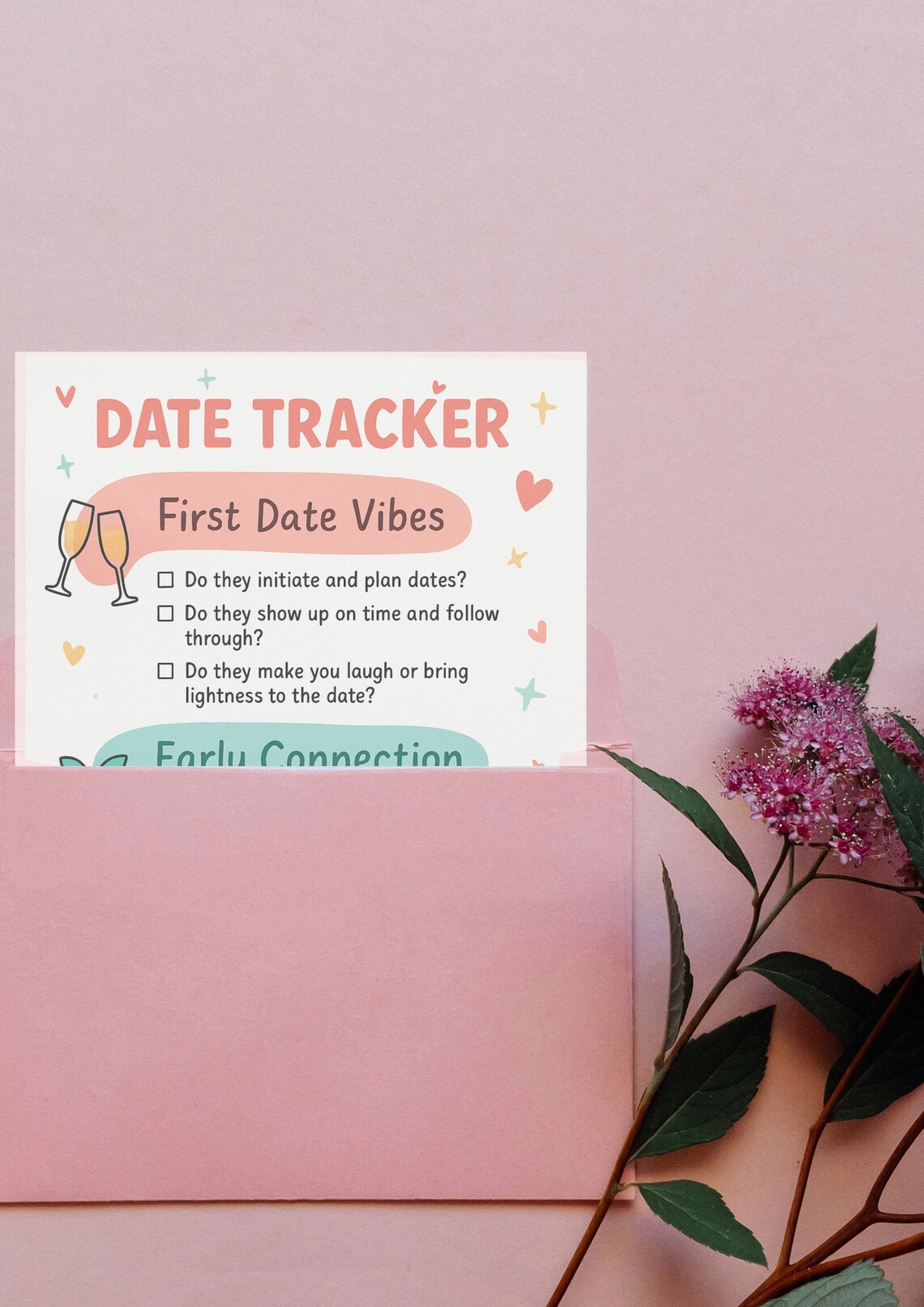 Date Tracker Printable: First Date Checklist & Dating Journal (instant ...
