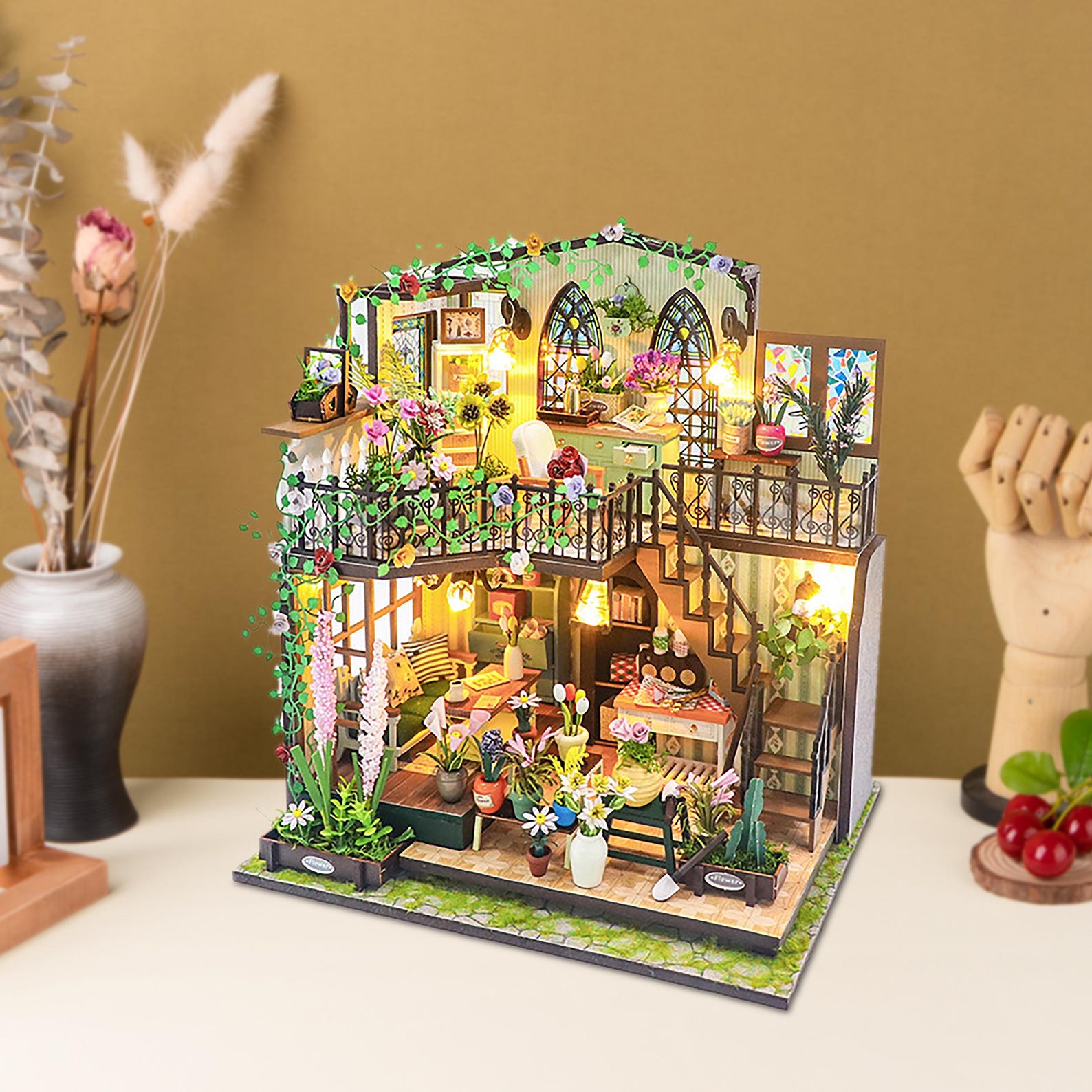 DIY Miniature Dollhouse Kit,monet Garden, Handcraft Gift Home ...