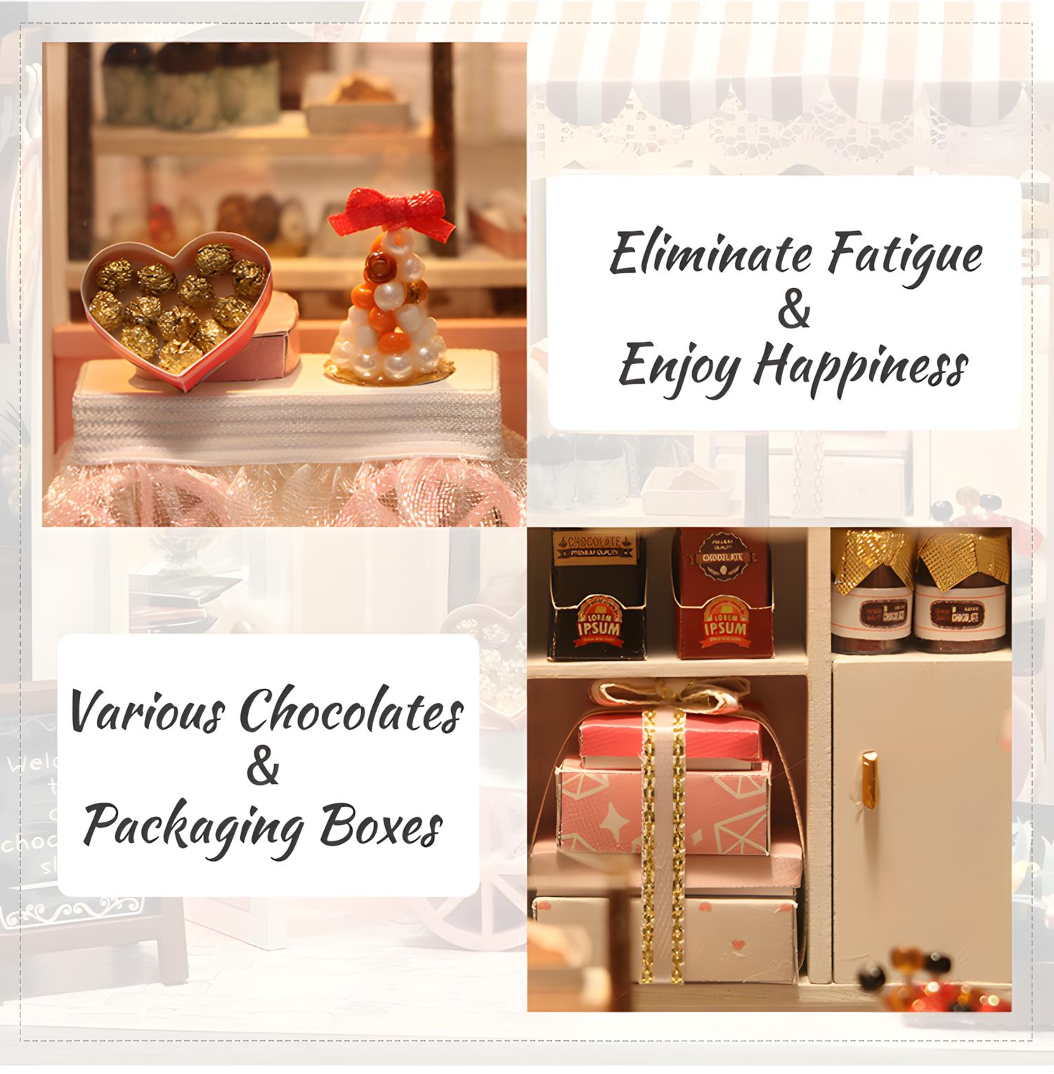 Miniature Dollhouse Kit, Chocolatier Shop, DIY Model Building Kit With ...