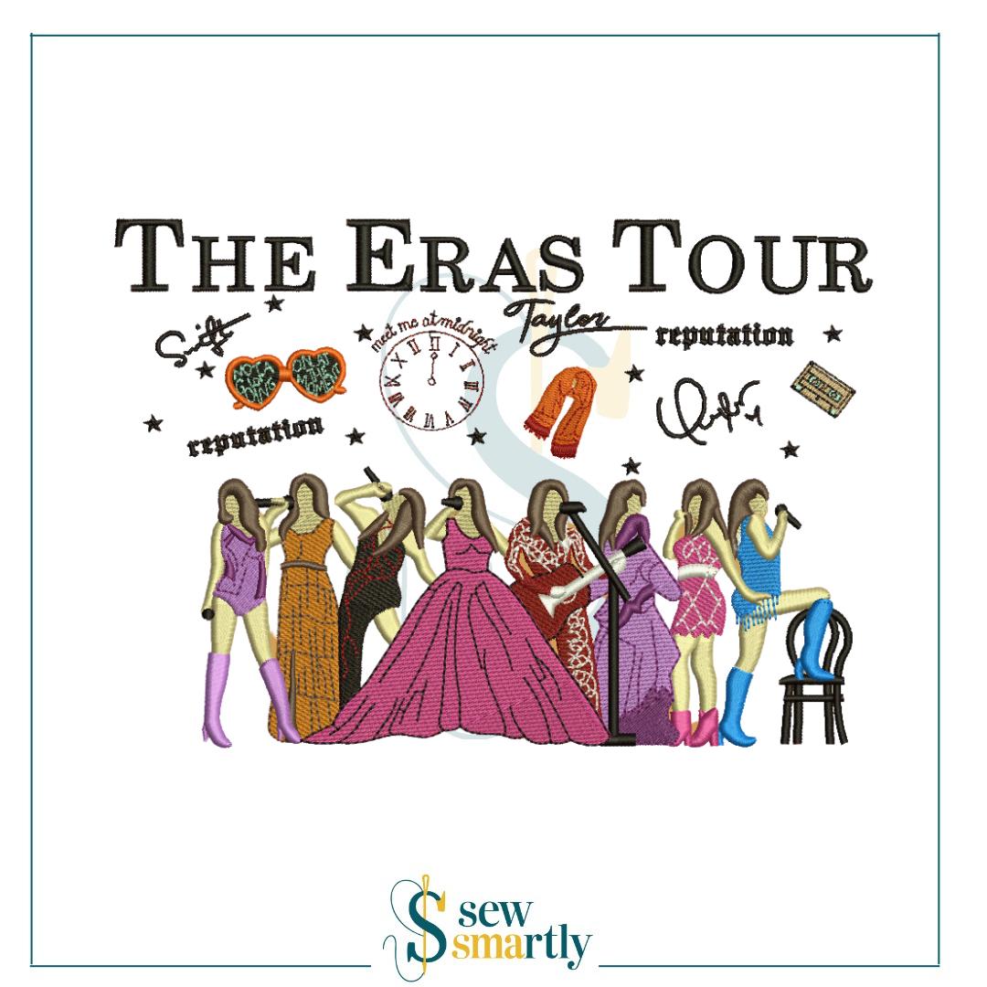 The Eras Tour Embroidery Design - Digital Machine Embroidery (4 Sizes ...
