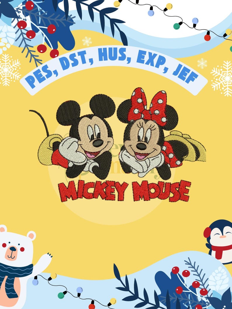 Mickey Mouse Embroidery Design - Digital Machine Embroidery (4 Sizes ...