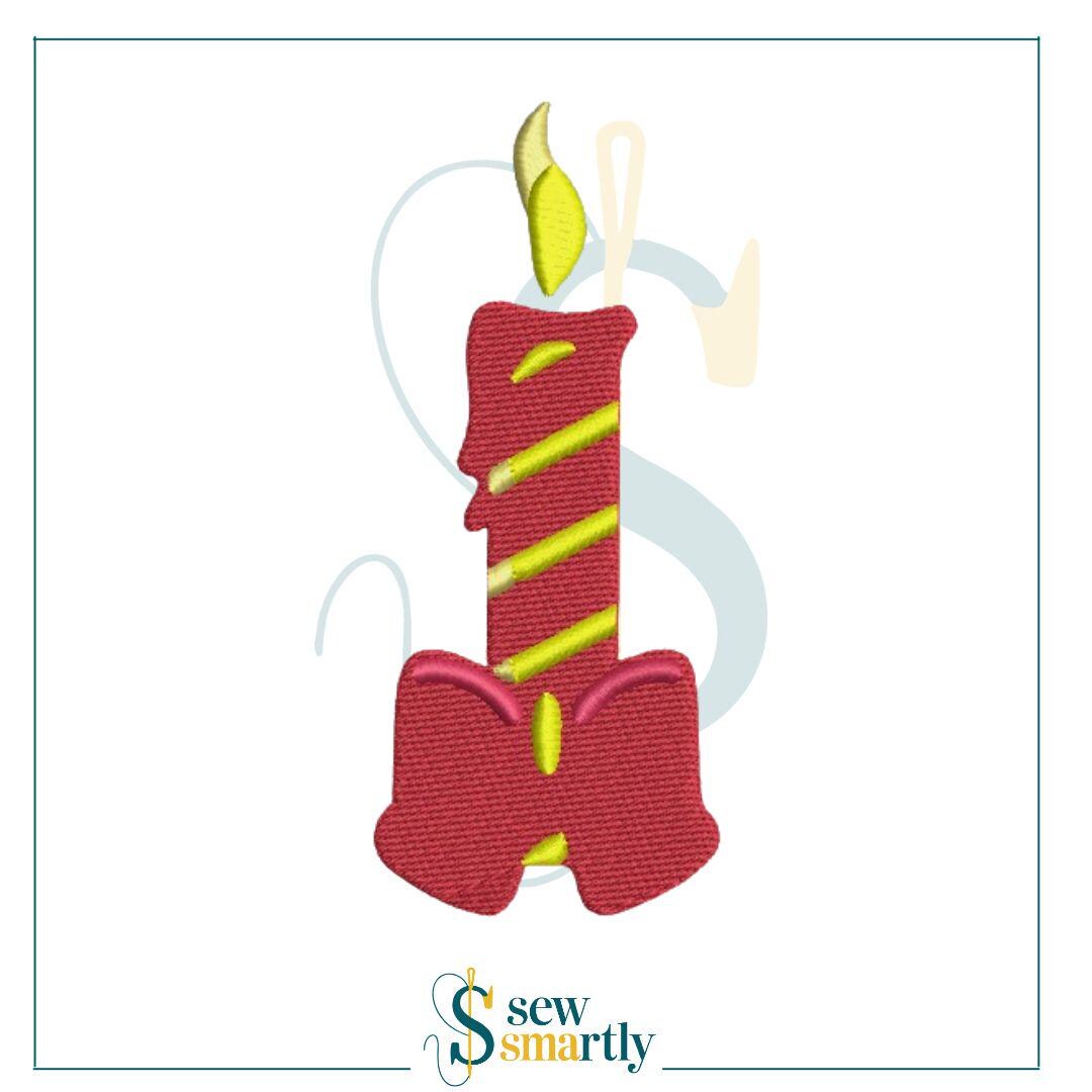 Candle Embroidery Design | 4 Sizes Digital Pattern | Instant Download ...