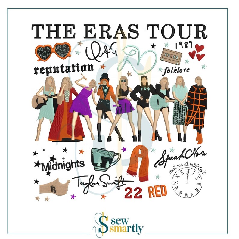 Taylor Swift Embroidery Design - Digital Machine Embroidery (4 Sizes ...