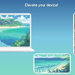 Coastal-villa Desktop Set Wallpapers, Icons, Cute and Calm Ocean Blues ...