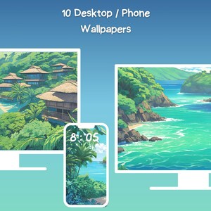 Coastal-villa Desktop Set Wallpapers, Icons, Cute and Calm Ocean Blues ...
