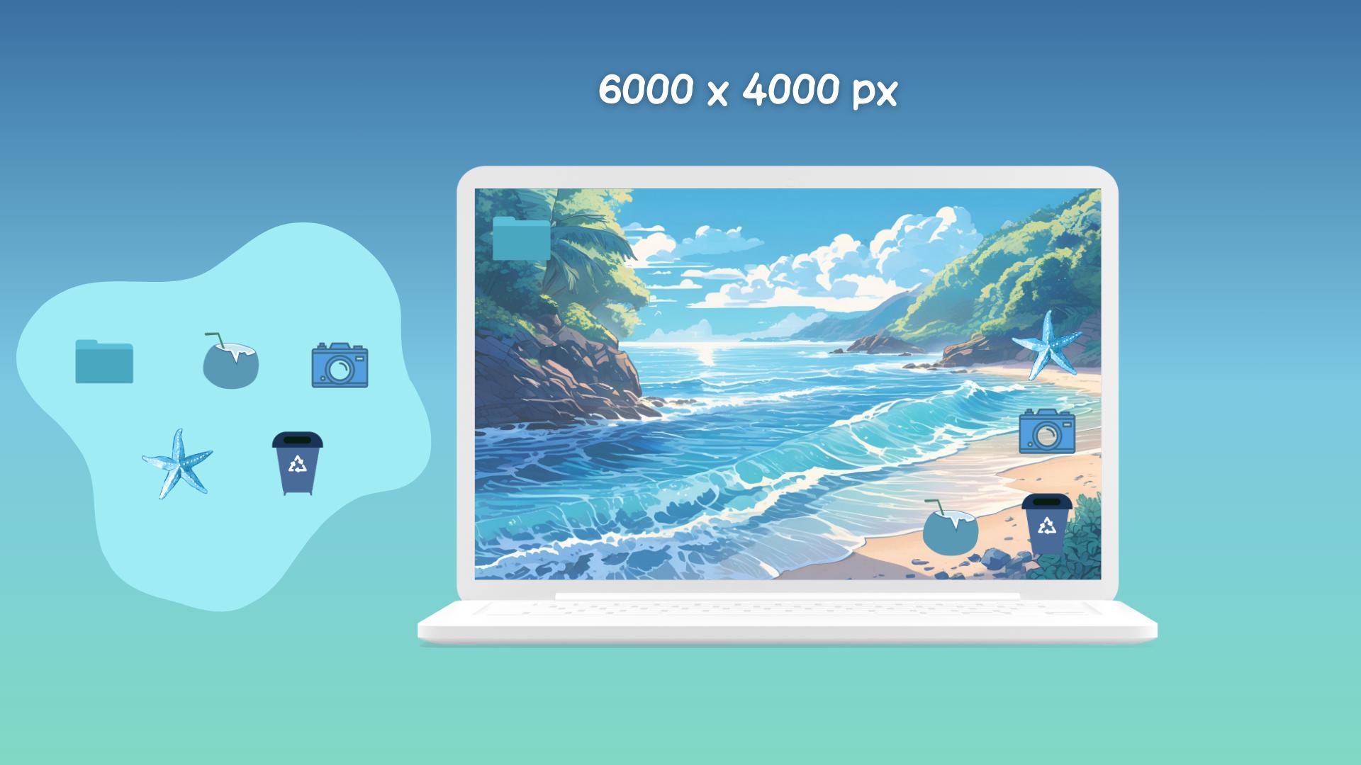 Coastal-villa Desktop Set Wallpapers, Icons, Cute and Calm Ocean Blues ...
