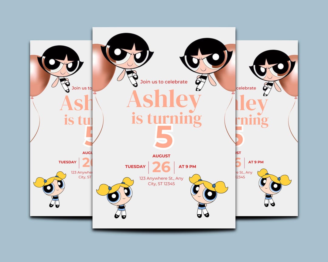 Editable Powerpuff Girls-inspired |kids Invitation | Colorful Theme ...