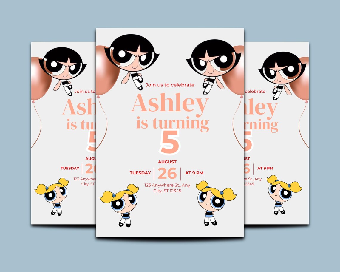 Editable Powerpuff Girls-inspired |kids Invitation | Colorful Theme ...