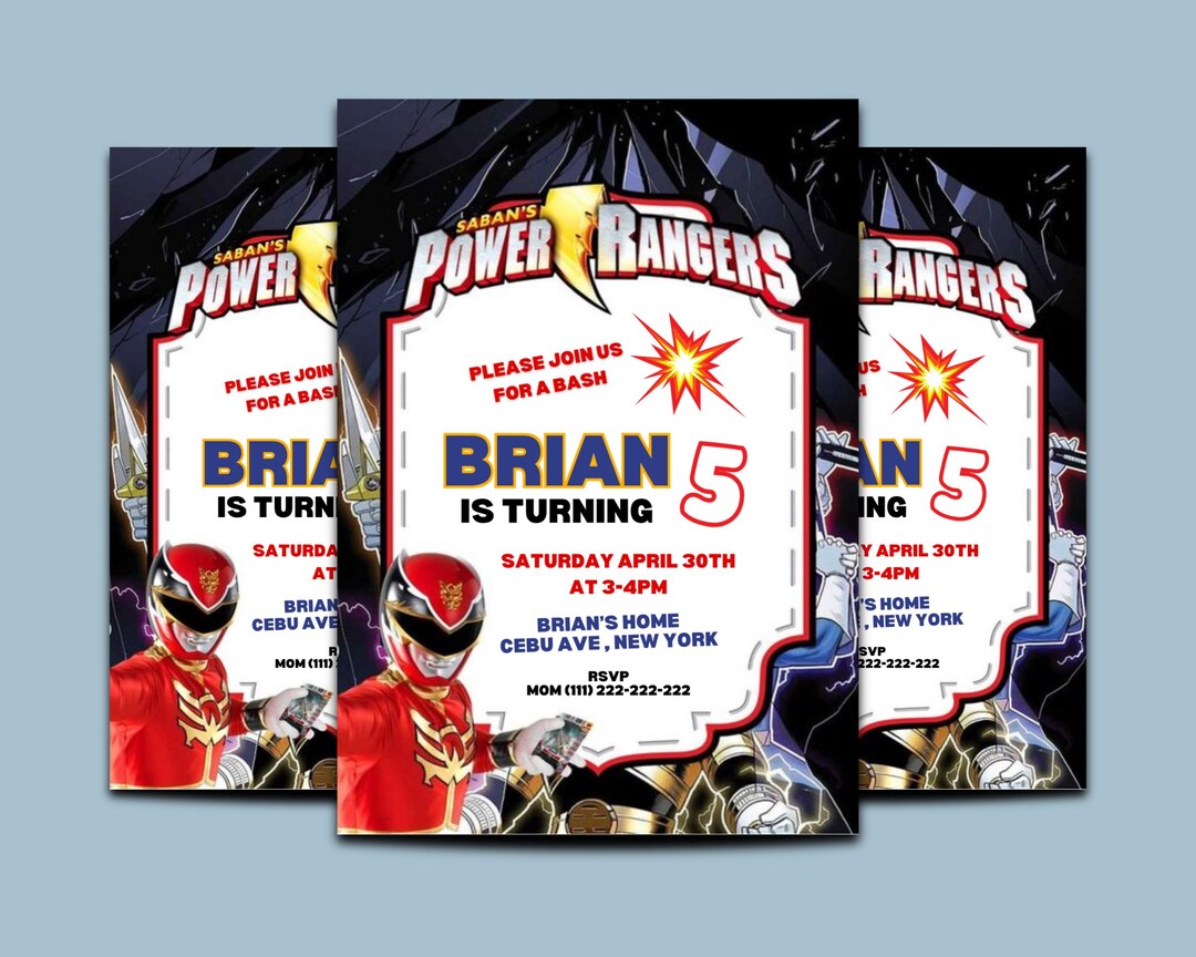 Editable Power Rangers Invite | Rangers Printable Kids Birthday Party ...