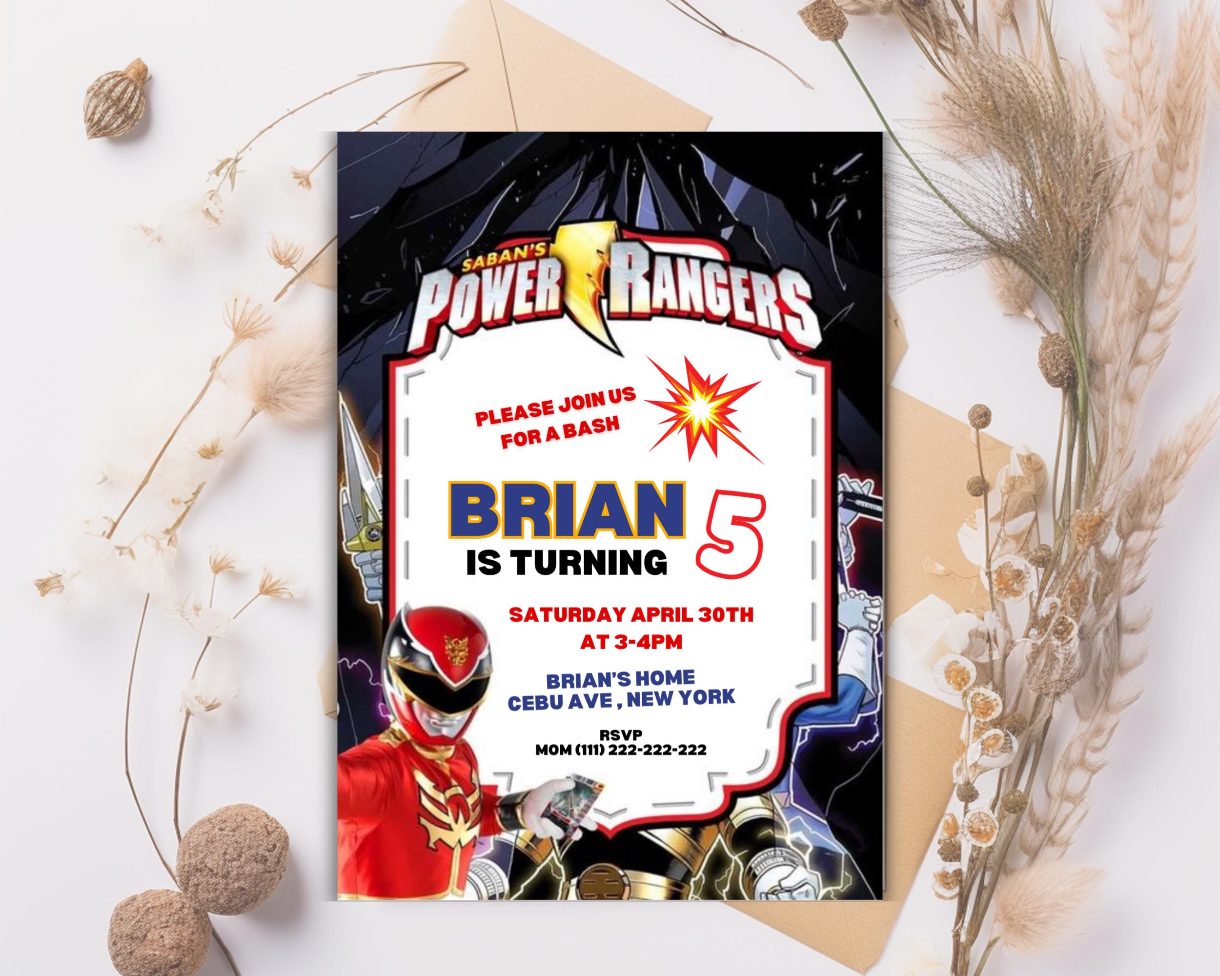 Editable Power Rangers Invite | Rangers Printable Kids Birthday Party ...