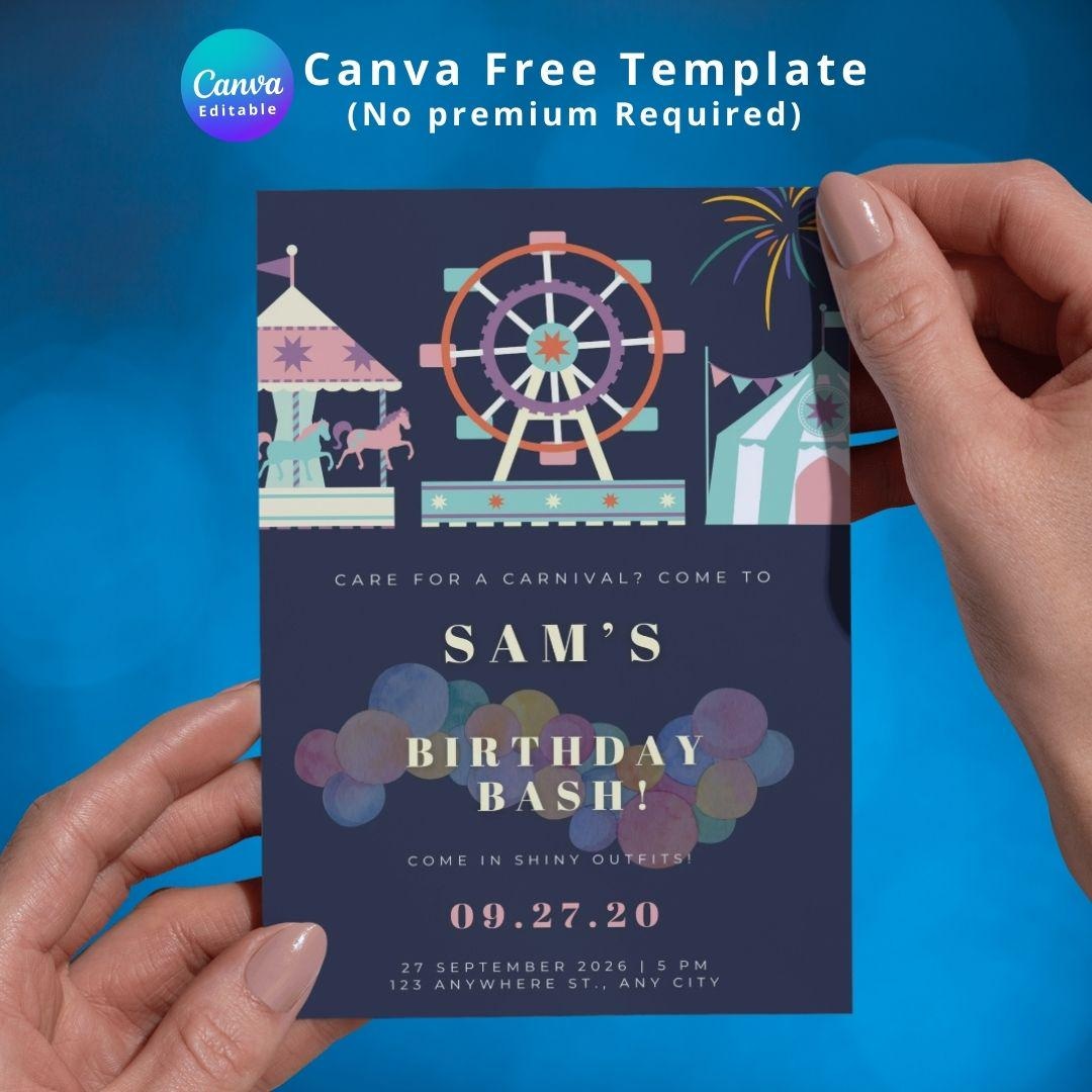 Fun Fair Birthday Invitation | Carnival Party Invite, Editable Kids ...