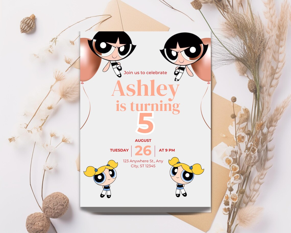 Editable Powerpuff Girls-inspired |kids Invitation | Colorful Theme ...