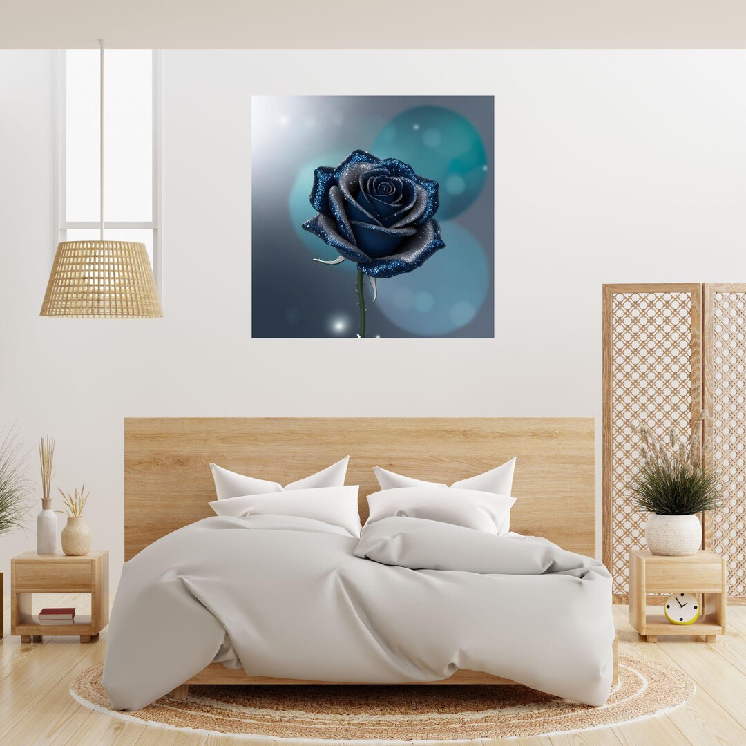 Velvety Blue Rose Poster, Elegant Wall Art, Magical Roses Wall Decor ...