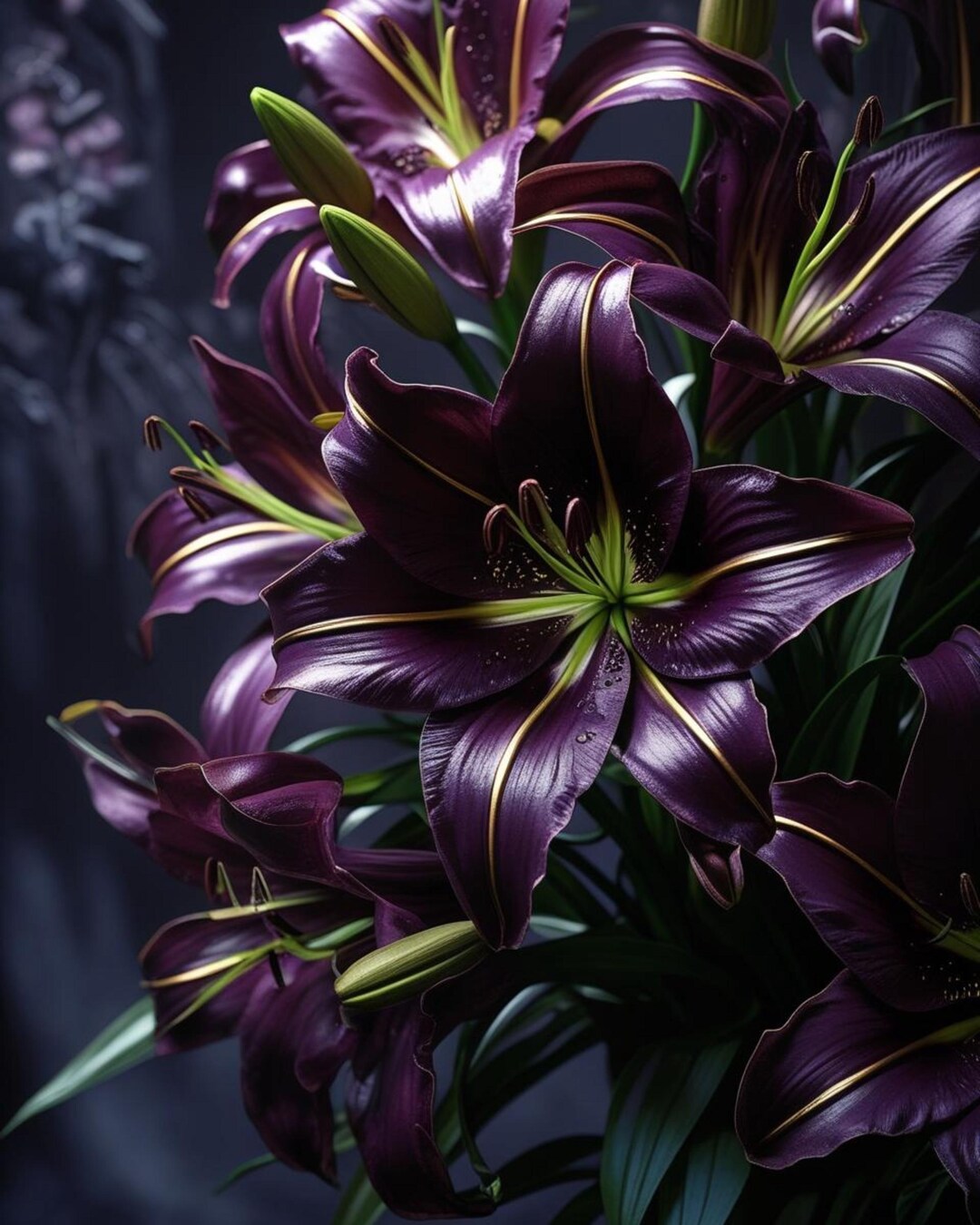 Dark Lilies Picture Wall Art – Dark Wall Decoration, Picture Living ...