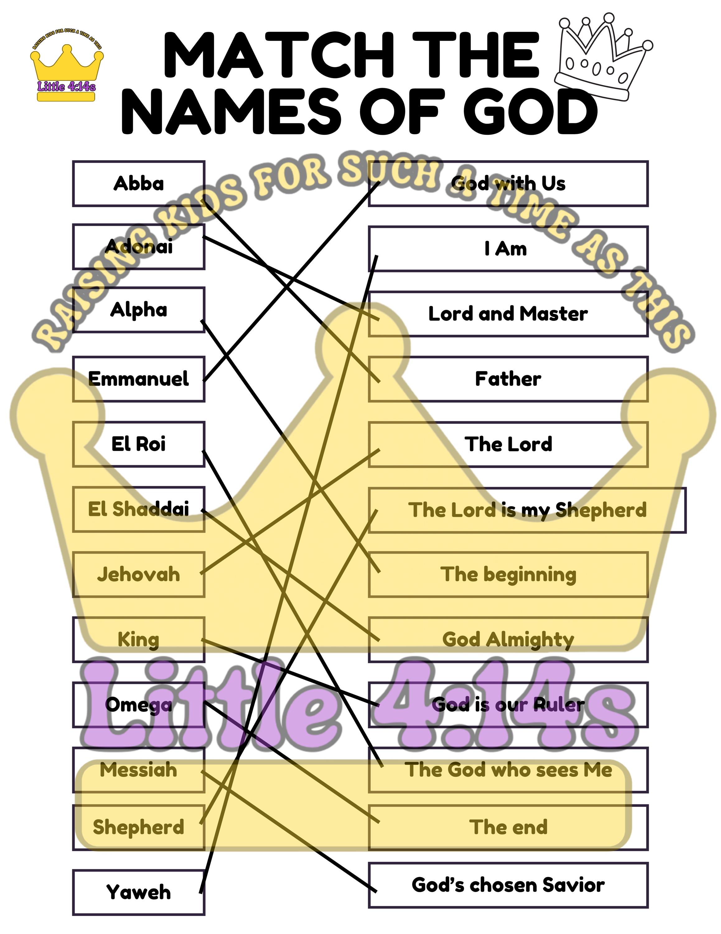 Names of God Printable Activity: Bible Word Search & Worksheet (PDF ...