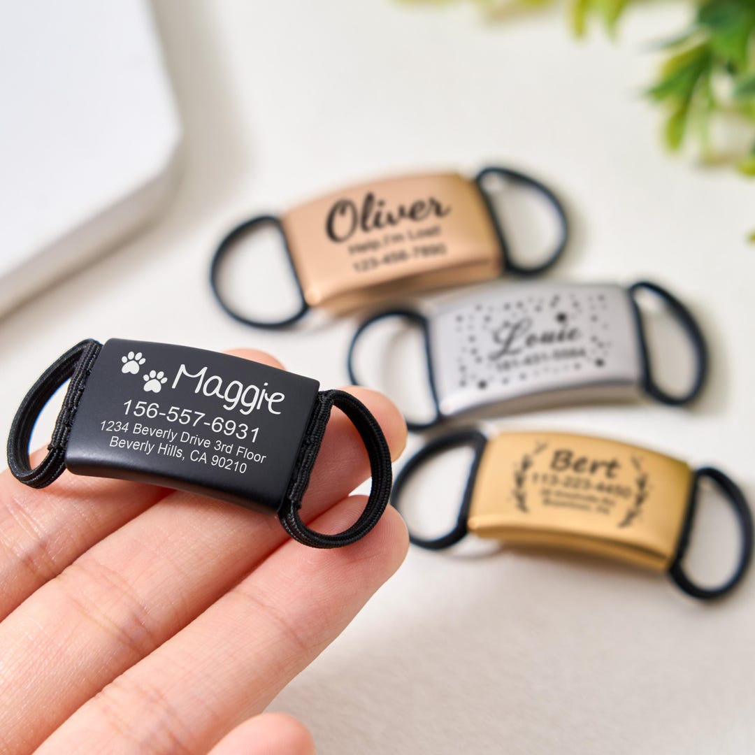 Slide on Dog Tags for Dogs Personalized Dog ID Tag,silent Dog Tag,slide ...