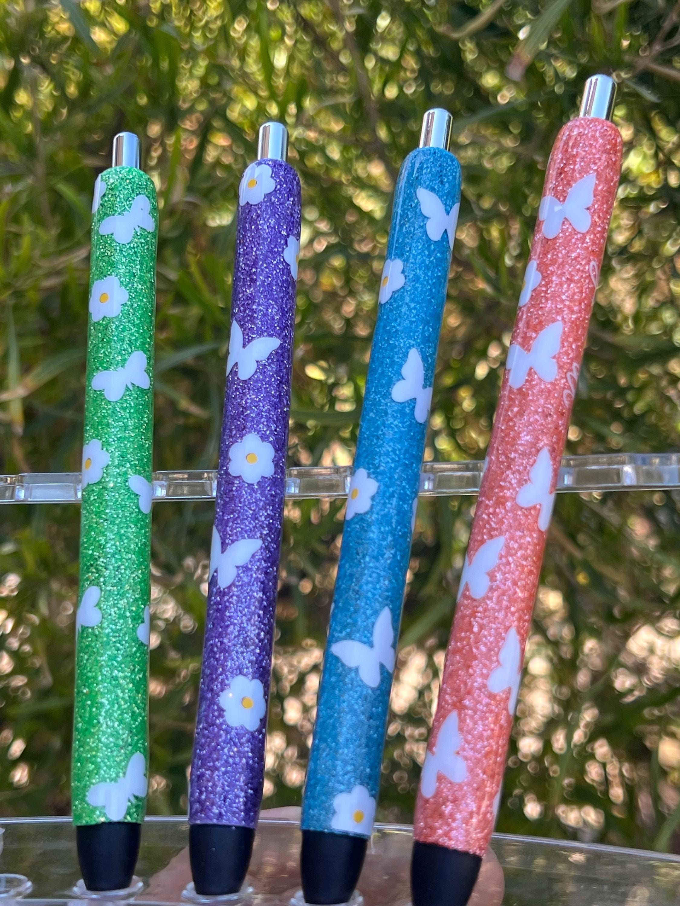 Butterfly and Daisy Glitter Pen - Etsy