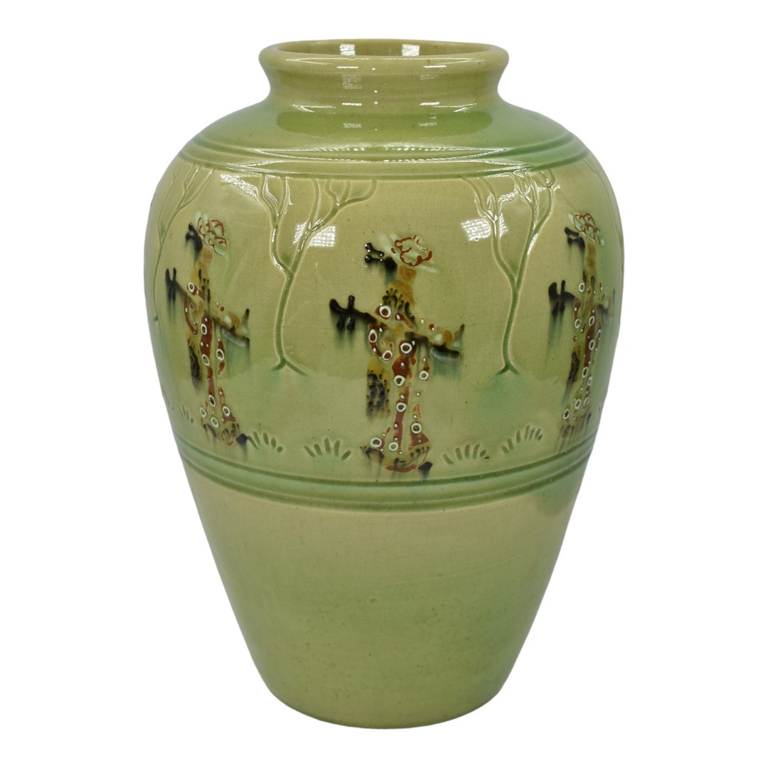 Weller Rhead Faience 1904 Vintage Art Pottery Geisha Girls Green ...