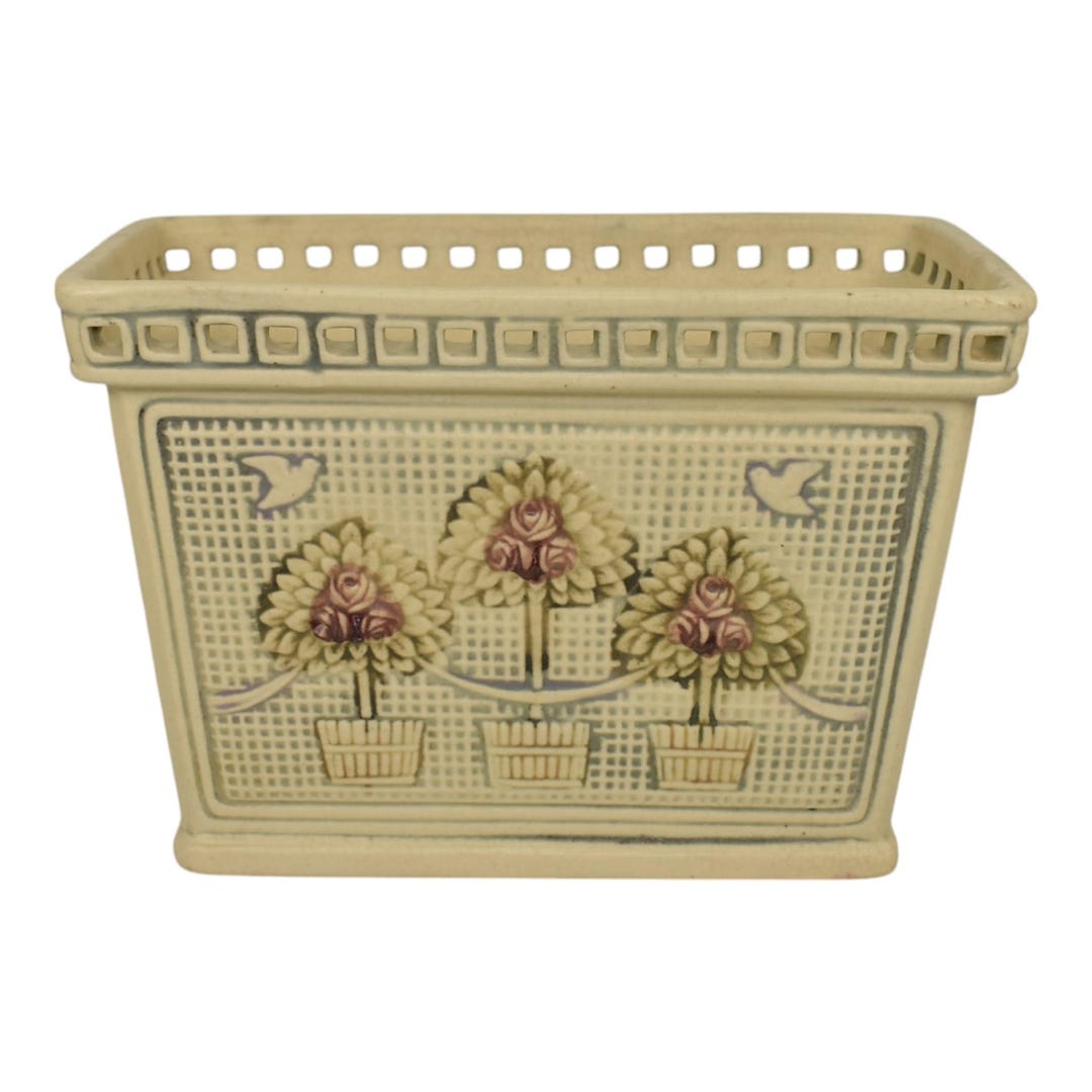 Weller Dupont 1910s Vintage Art Pottery Ivory Floral Ceramic Window Box ...