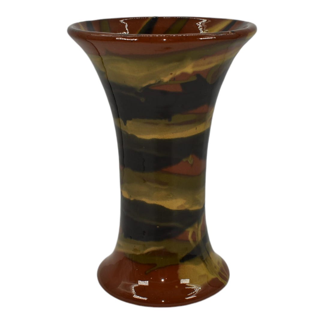 Peters and Reed Marbleized 1920s Art Pottery Brown Black Ceramic Spill ...