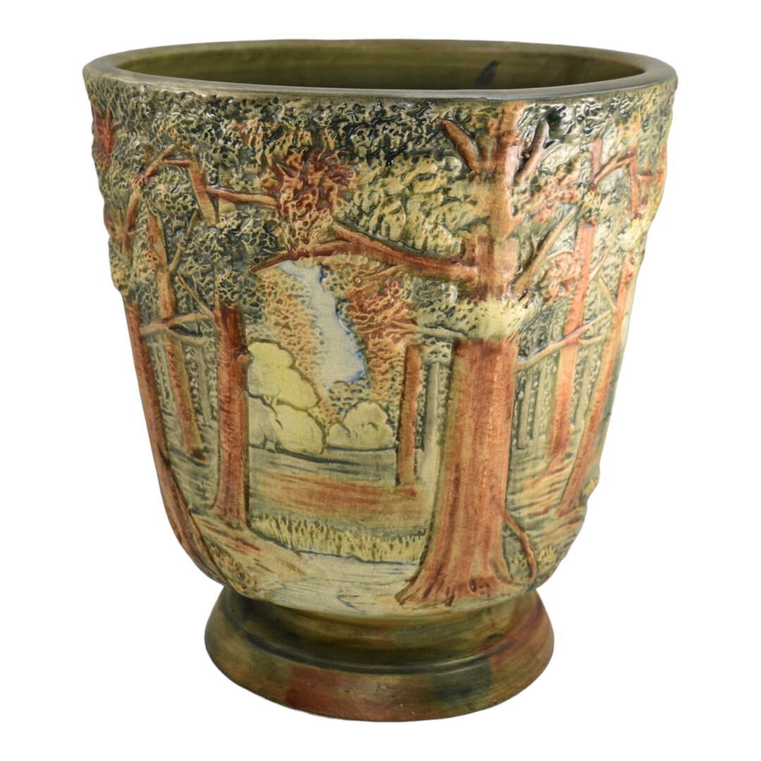 Weller Forest 1920s Pottery Brown Green Landscape Sand Jar - Etsy