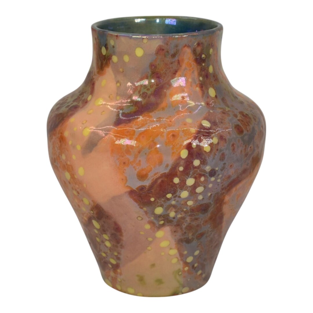 Paul Katrich Studio Pottery Orange and Red Hand Made Luster Vase 1208 ...