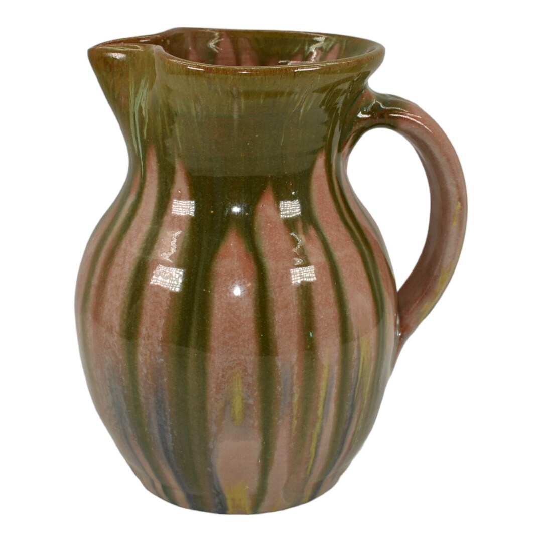 Seagrove North Carolina Southern Pottery Hand Made Pink Green Ceramic ...