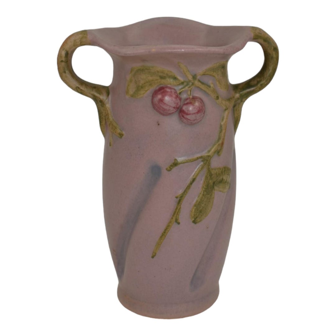 Weller Atlantic Vintage Art Deco Pottery Red Apple Purple Ceramic Vase ...