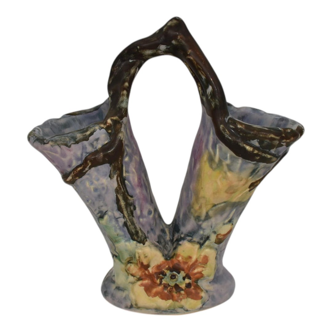 Weller Silvertone 1920s Vintage Art Pottery Purple Ceramic Double Bud ...