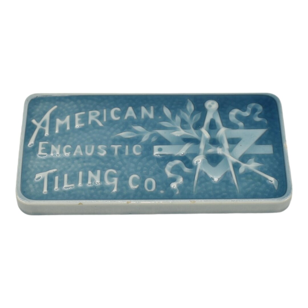 AETCO American Encaustic Vintage Art Pottery Advertising Blue Ceramic ...