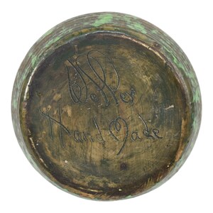 Weller Coppertone 1920s Vintage Hand Made Pottery Ruffled Rim Green ...