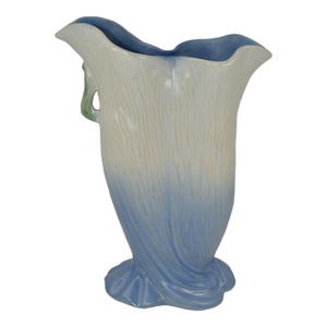 Weller Roba 1930s Vintage Art Pottery Oak Leaf and Acorns Blue Ceramic ...