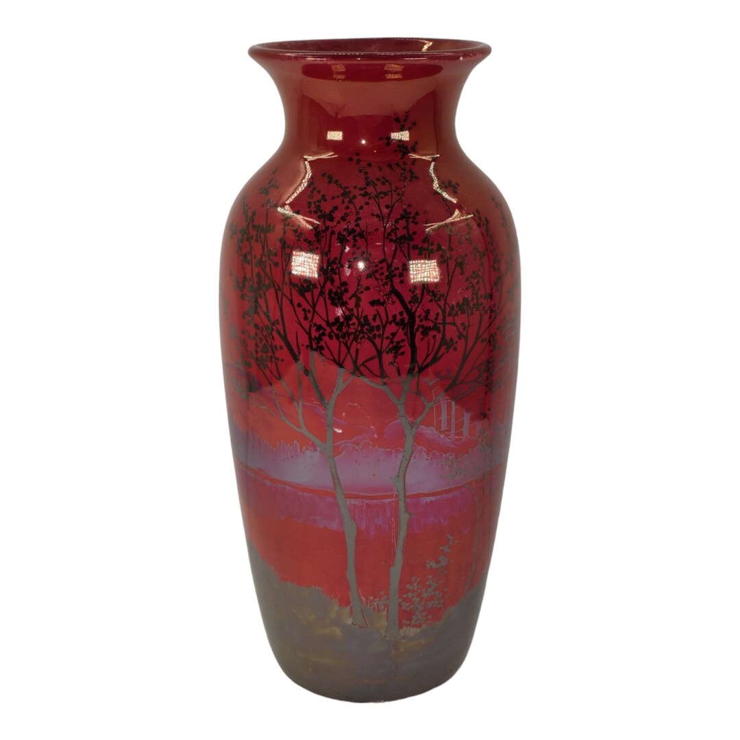 Weller Lamar 1920s Vintage Art Deco Pottery Scenic Trees Red Ceramic ...