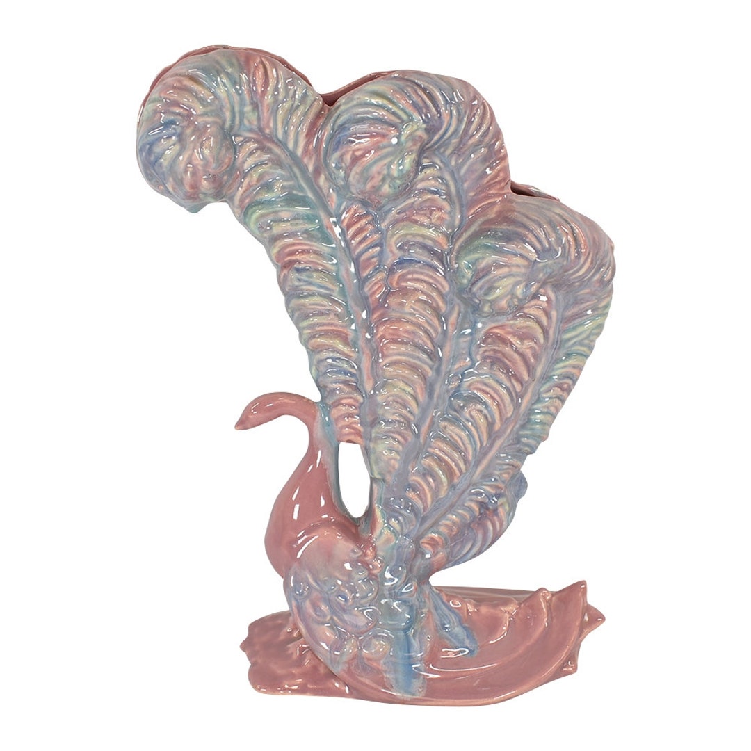Royal Haeger Royal Hickman Modern Deco Pottery Pink Blue Peacock Vase ...
